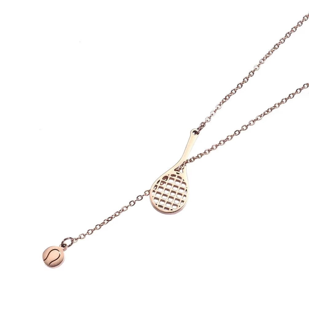 PAMTIER Women's Stainless Steel Hip Hop Sports Tennis Racquet Pendant ...