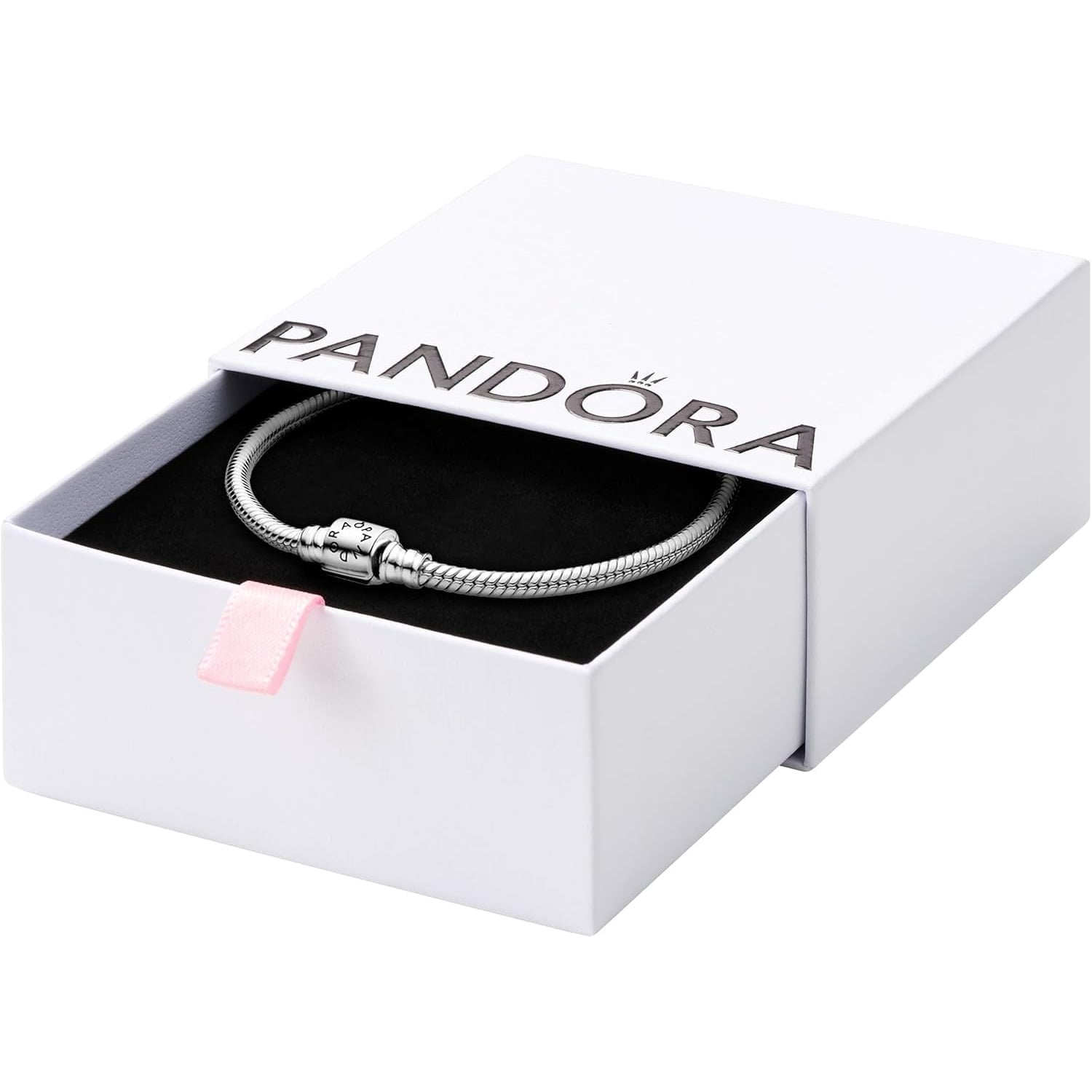 PAN_DORA Moments Barrel Clasp Snake Chain Bracelet - Silver Bracelet ...