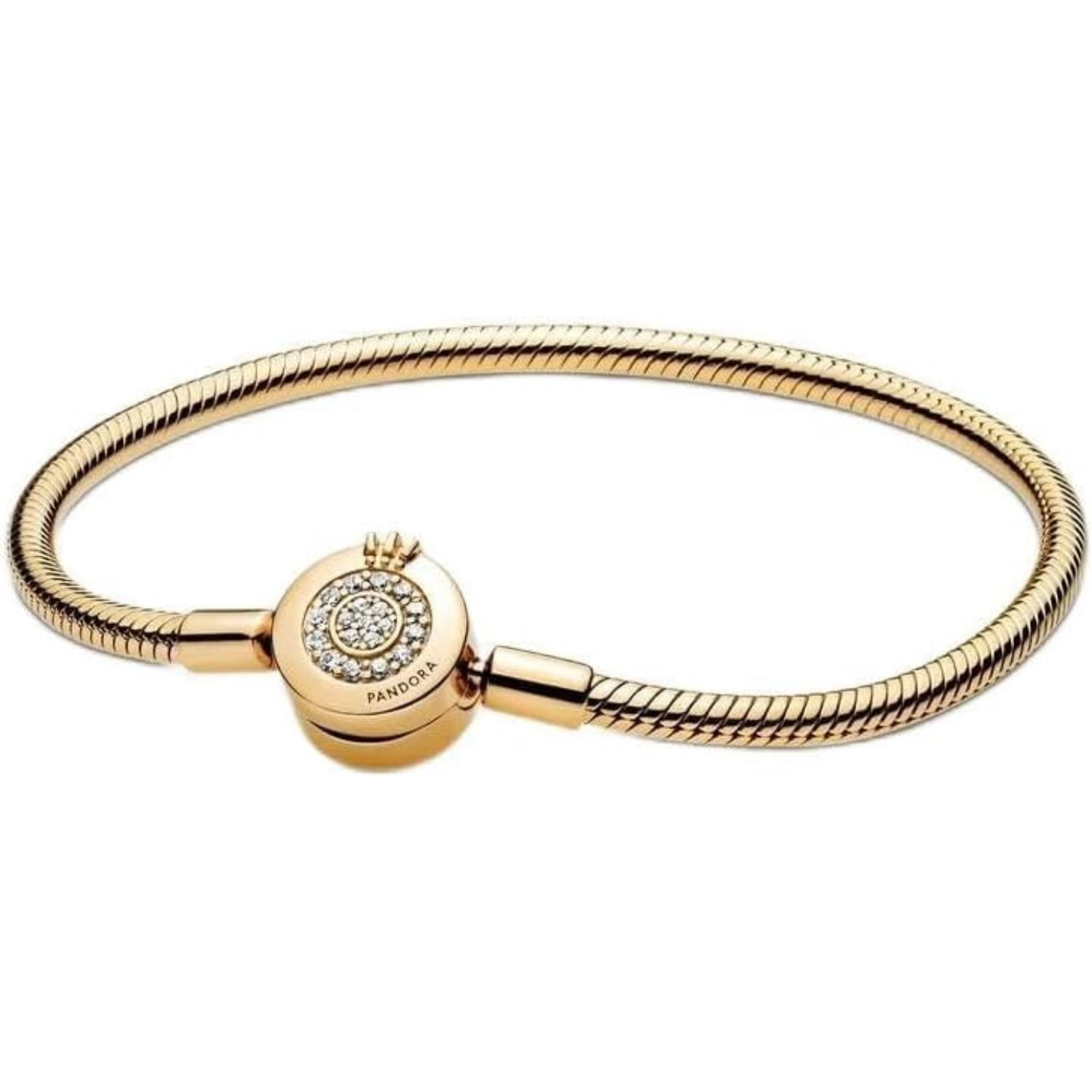 PAN_DORA Moments Sparkling Crown O Pavé Clasp Snake Chain Bracelet ...