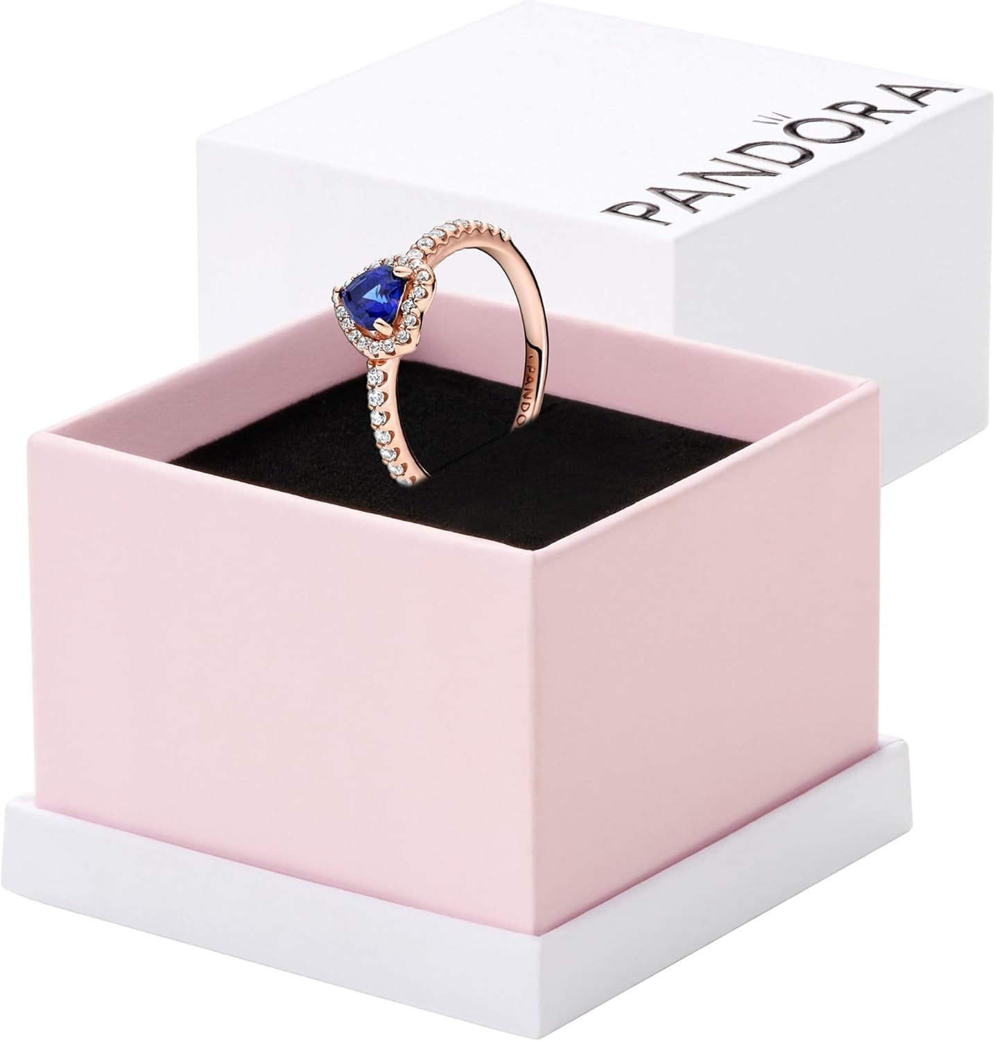 PAN_DORA Sparkling Elevated Heart Ring - Rose Gold Ring for Women ...