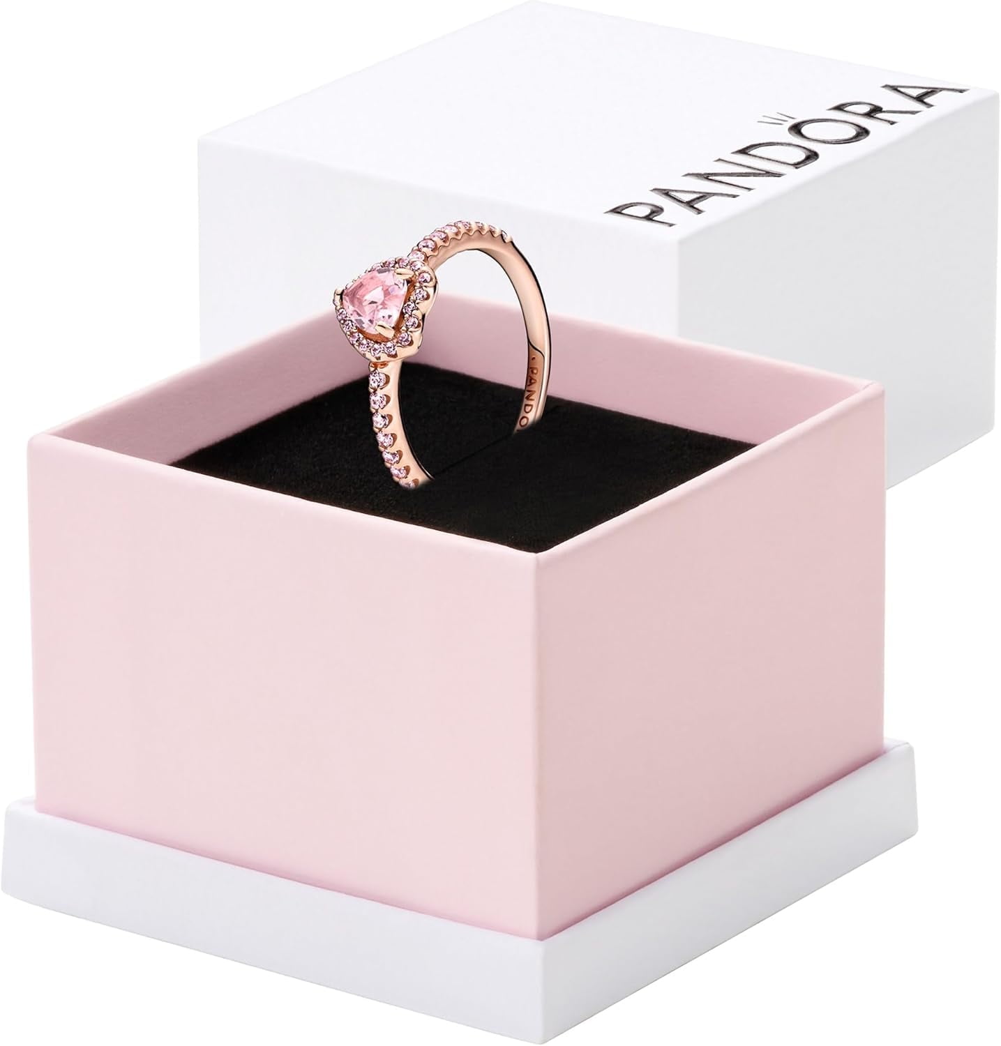 PAN_DORA Sparkling Elevated Heart Ring - Rose Gold Ring for Women ...