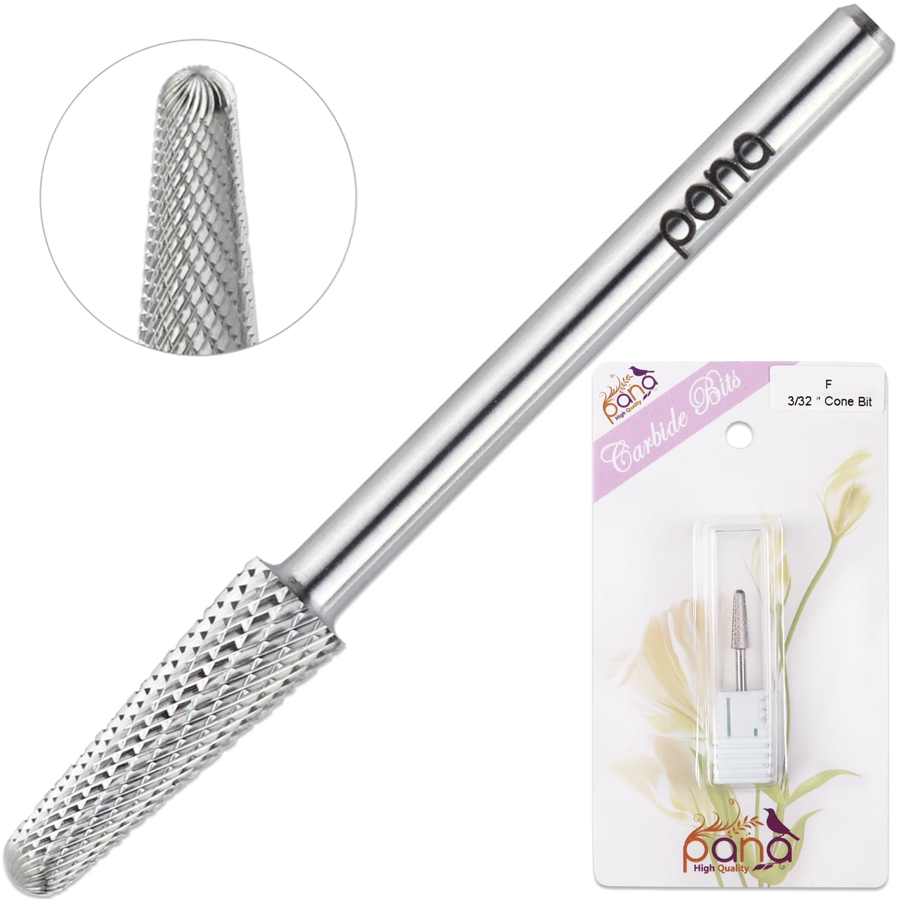 PANA Professional 3/32" Cone Shape Nail Carbide Bit - Nail Drill Bit ...