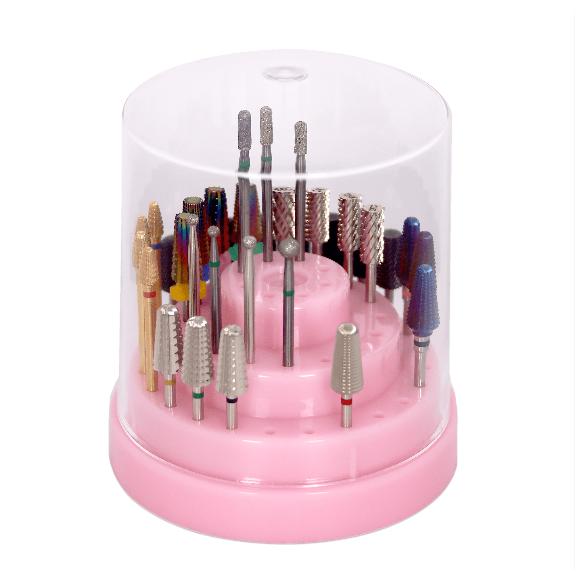 PANA Round Tiered Nail Drill Bit Holder Stand Organizer- Dust Proof ...