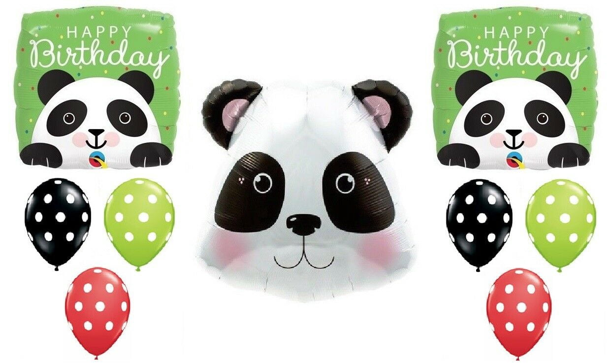 PANDA Pandemonium Face Jungle Polka Dots Birthday Party Mylar Latex ...
