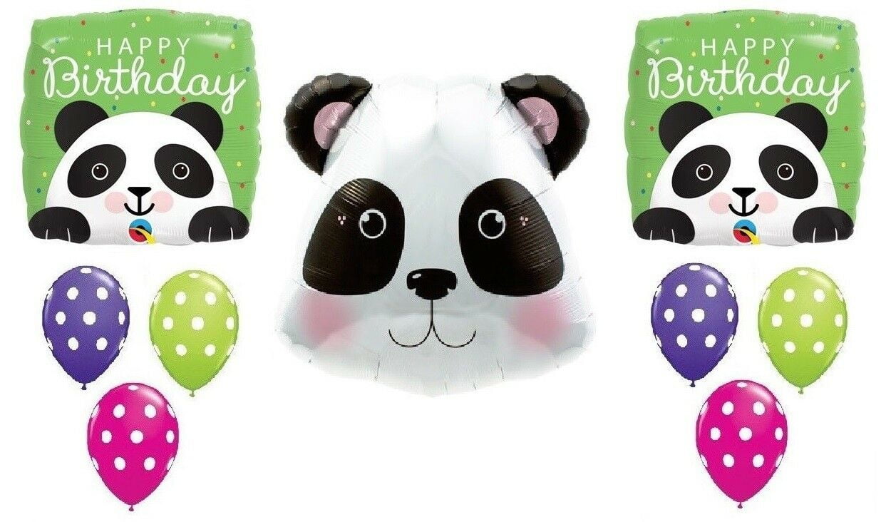 PANDA Pandemonium Head Jungle Polka Dots Birthday Party Mylar Latex ...