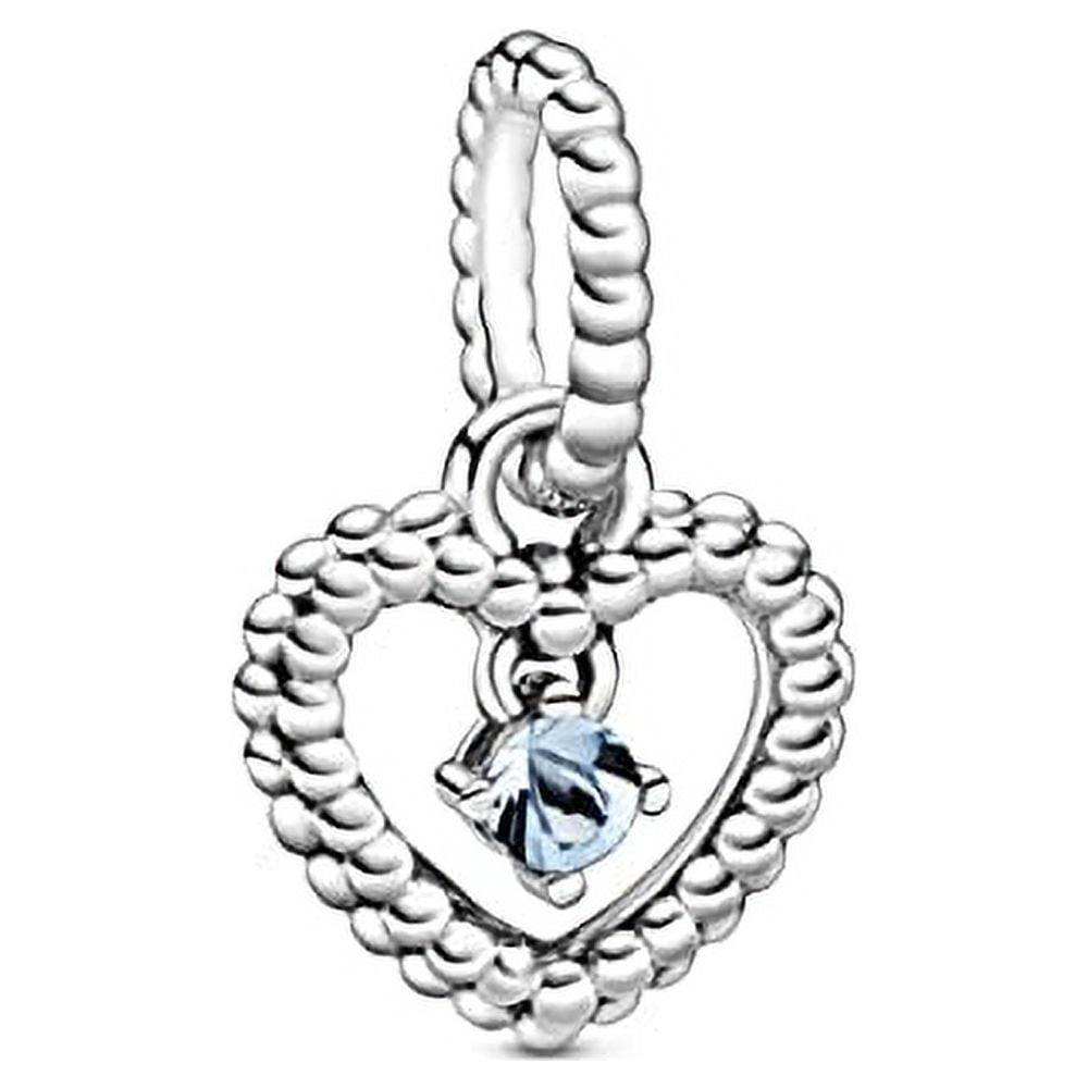 PANDORA Aqua Blue Beaded Heart Dangle Charm - 798854C01 - Walmart.com