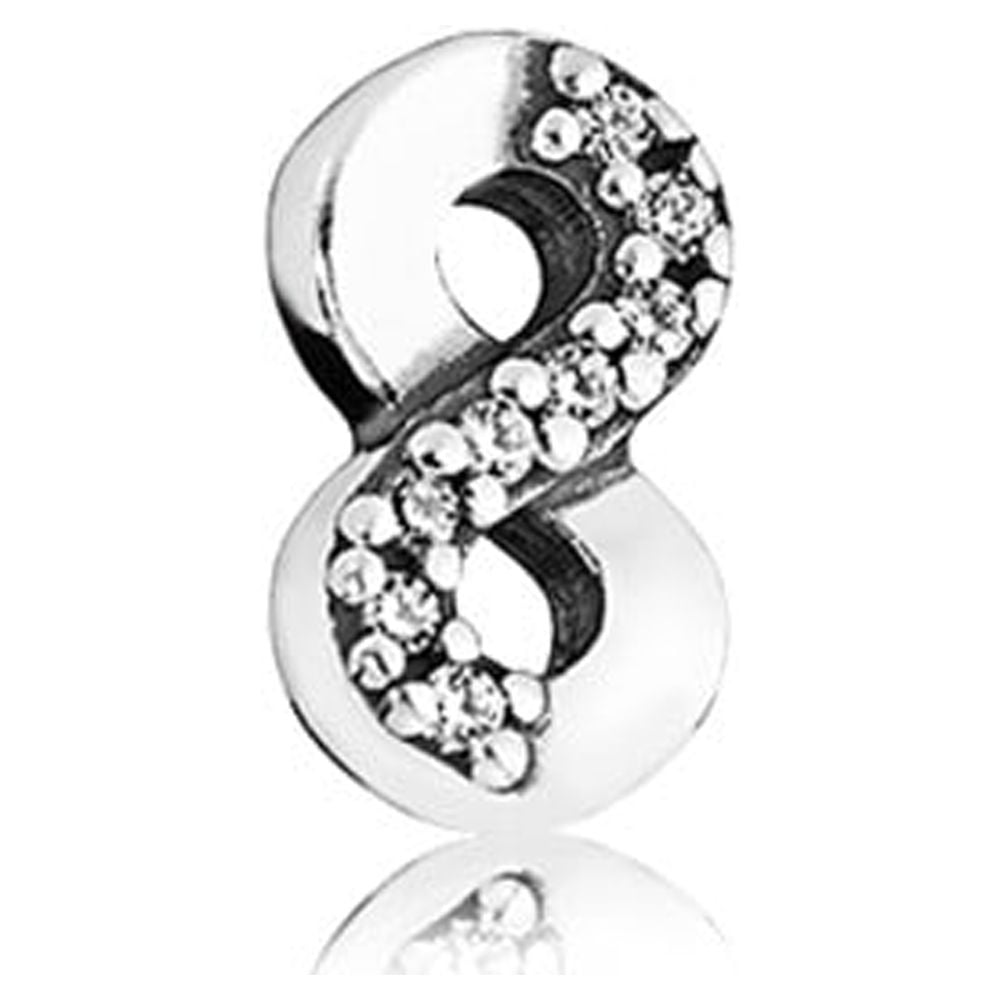 PANDORA Infinity element in sterling silver with 8 micro bead-set clear ...