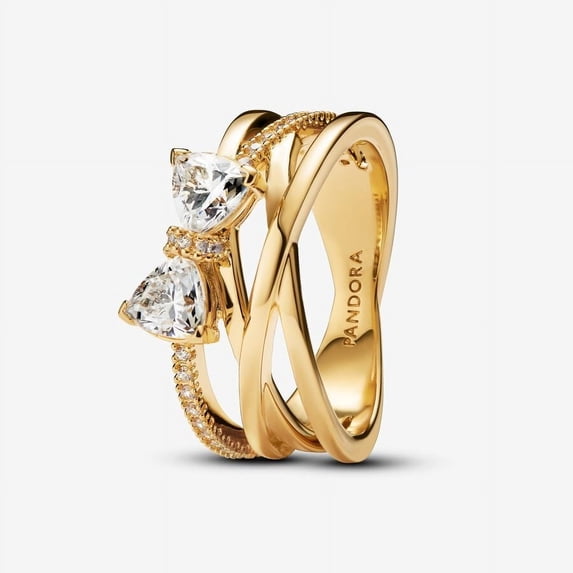 Pandora Sparkling Bow & Crossover Band Ring (6) - Walmart.com