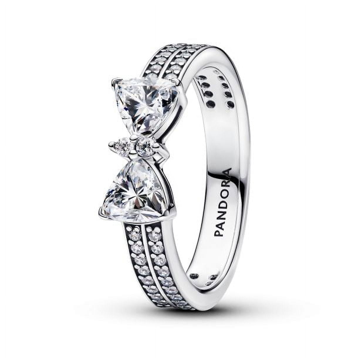 PANDORA Sparkling Bow Double - Row Ring - Size 5, With Gift Box ...