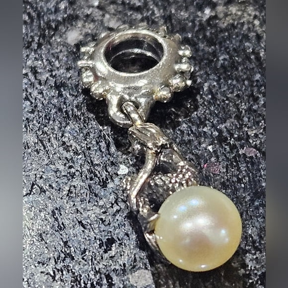 PANDORA Sterling Silver Disney Ariel Dangle Charm Pearl 798232CZ ...