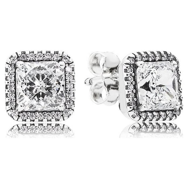 PANDORA Timeless Elegance Earrings, Polished Silver Jewelry with ...