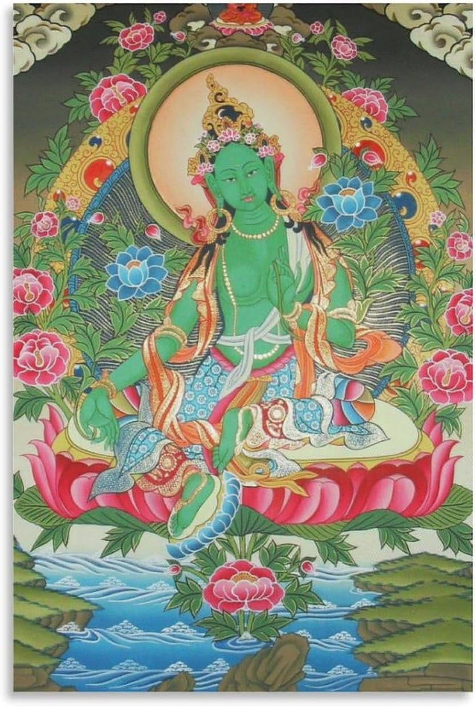 PANER Green Tara Mother Goddess Tibetan Thangka Painting On Canvas Wall ...