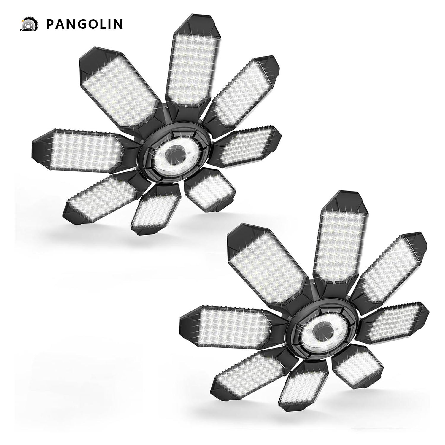 PANGOLIN LED Garage Lights, 2 Pack 200W, 8 Adjustable Panels, 40000LM ...
