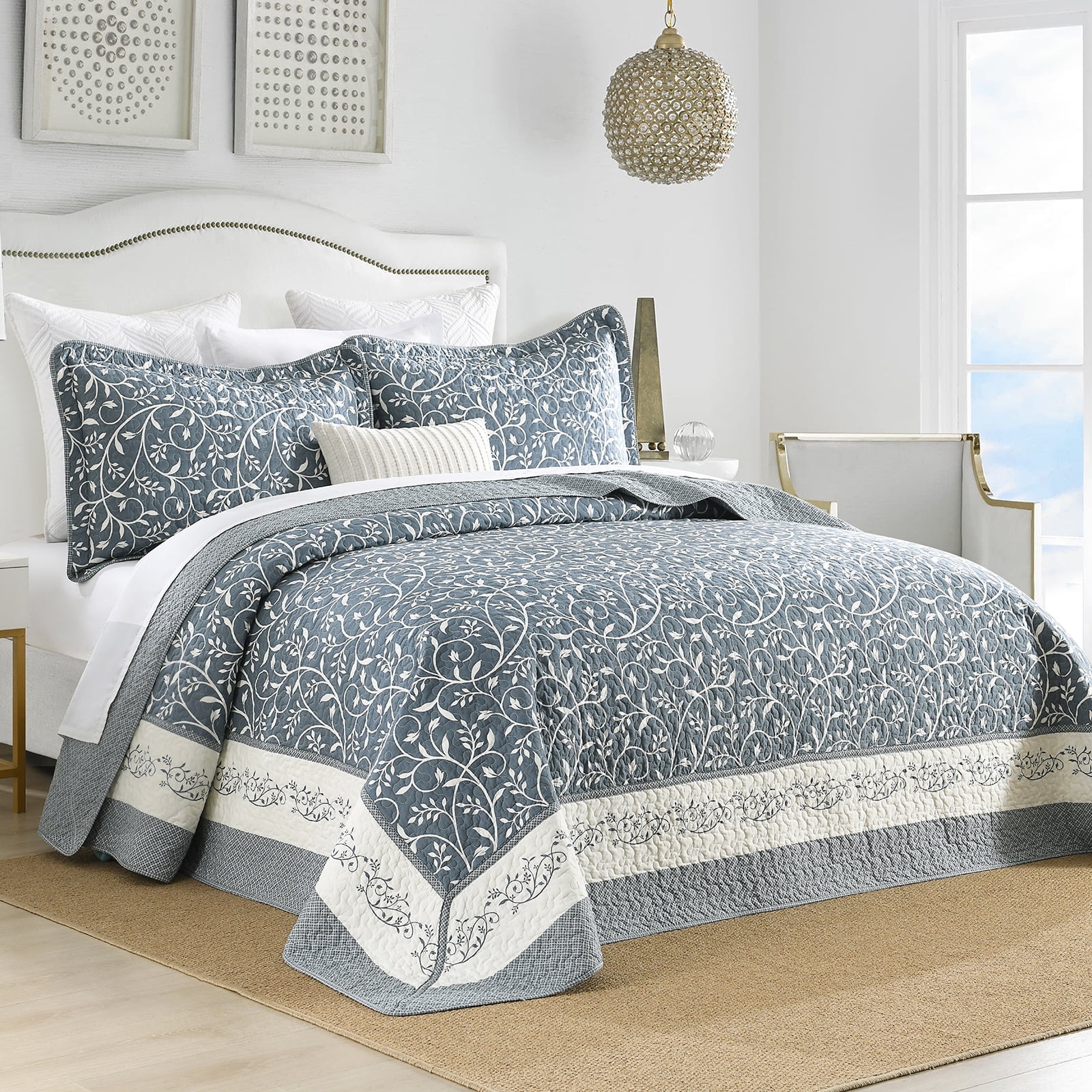 PANGUSHAN 100% Cotton 120"×120" Bedspread Oversized Quilt Bedding Set ...