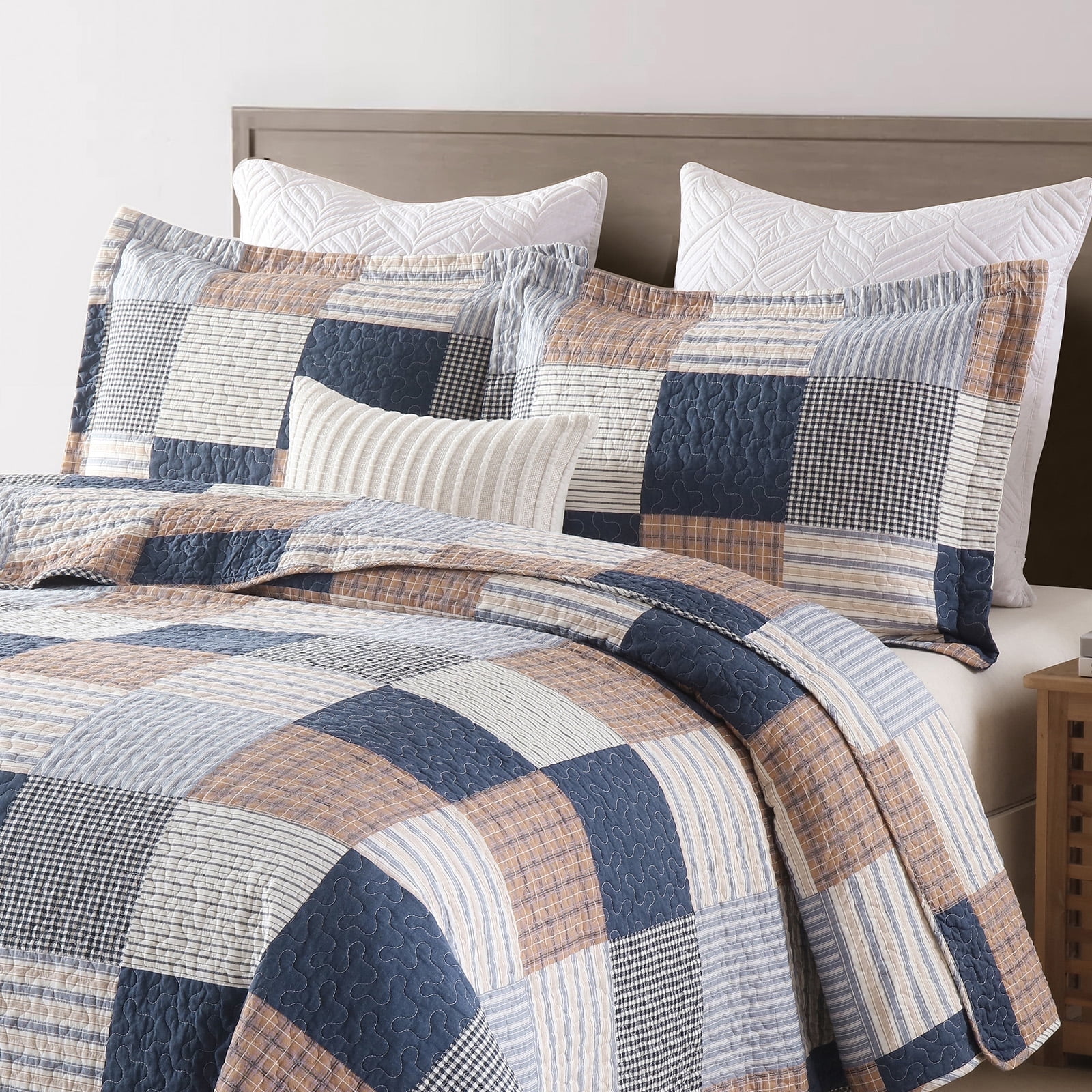 PANGUSHAN 100% Cotton Queen Quilt Set, Farmhouse Patchwork Queen Size ...