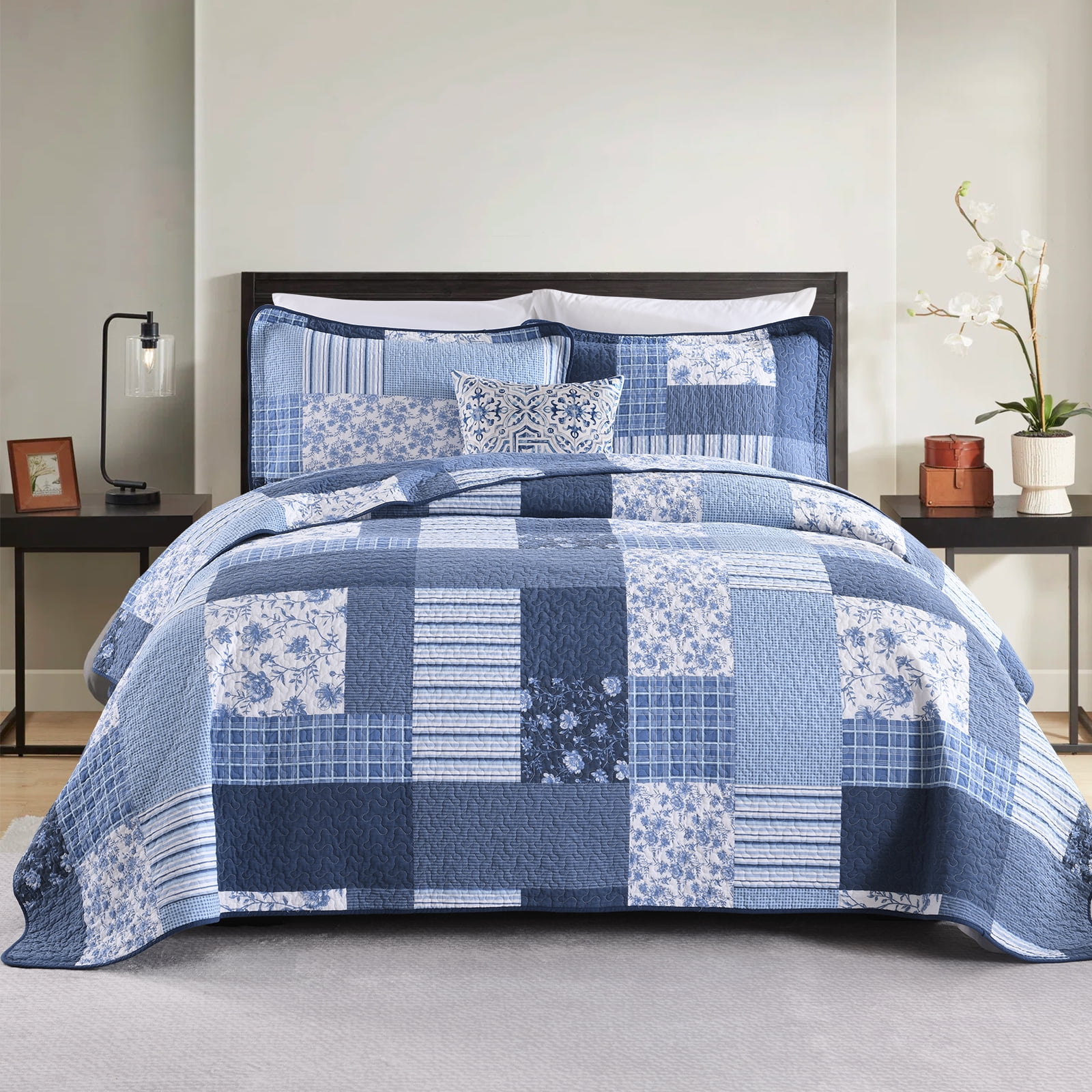 PANGUSHAN 100% Cotton Quilt Queen Size, Queen Quilt Bedding Set Quilted ...