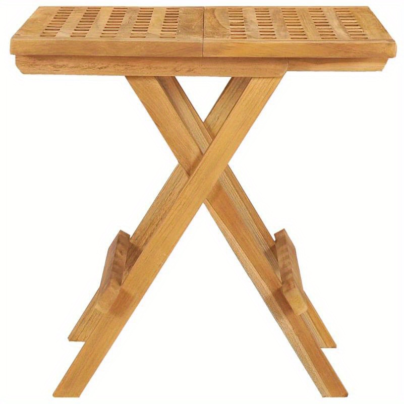 PANGYIDAN Solid Teak Wood Folding Table 19. 7 Inch Compact Design ...