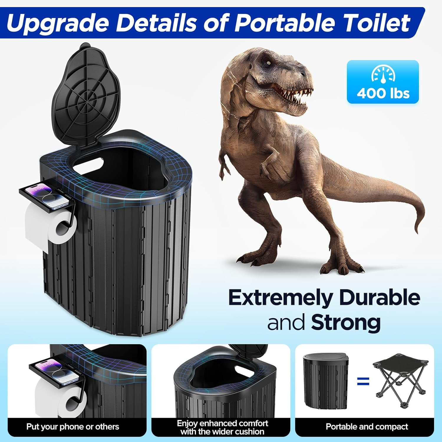 PANKAY Portable Toilet with Pop up Privacy Tent, X Large Camping Toilet ...