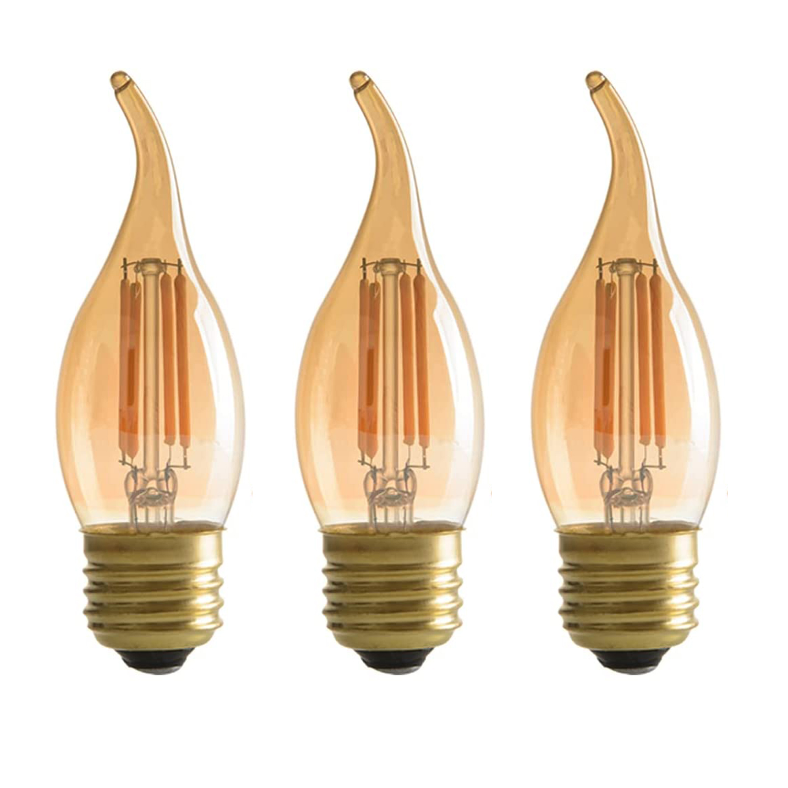 PANLAVIE Vintage LED Filament Bulb, 3-Pack Amber Chandelier Bulbs, 40 ...