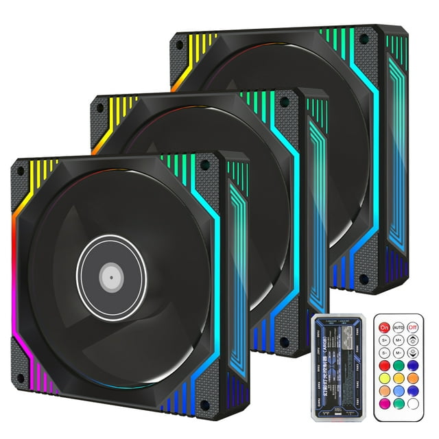 PANO-MOUNTS 120mm Black Infinity Mirror RGB Fans 12V 6Pin Quiet Gaming ...