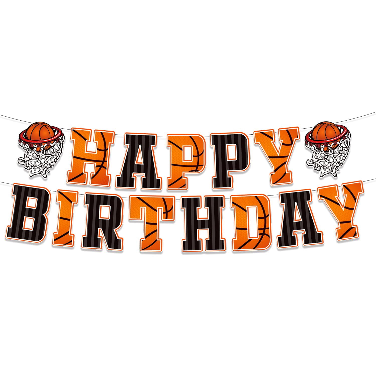 PANRRPERS Basketball Happy SCH4 Birthday Banners，Basketball Themed ...