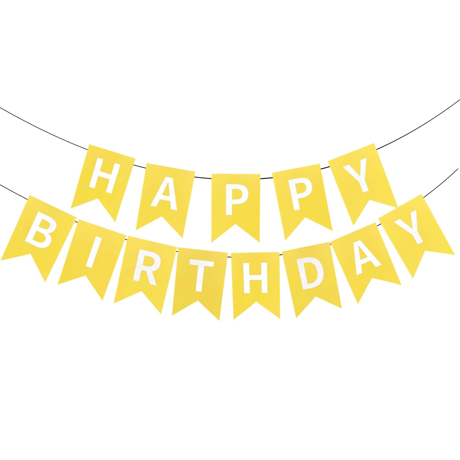 PANRRPERS HAPPY BIRTHDAY Banner,Yellow KEF16 With White Letters Banner ...