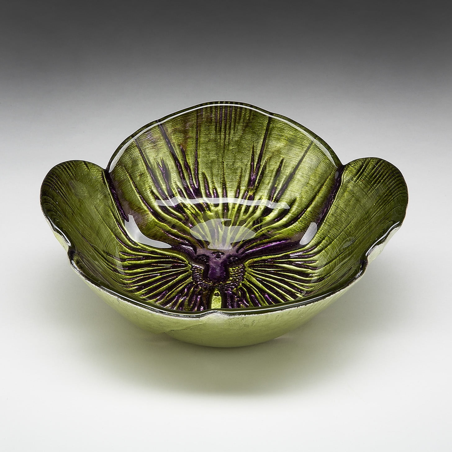 Red Pomegranate Gilded Tableware Pansy Green/ Purple Bowl - Walmart.com