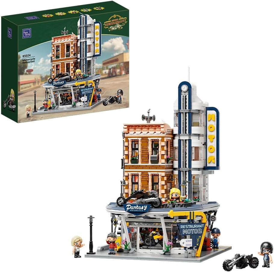 PANTASY Retro Motorcycle Diner & Bar Building Set - Modular Street ...