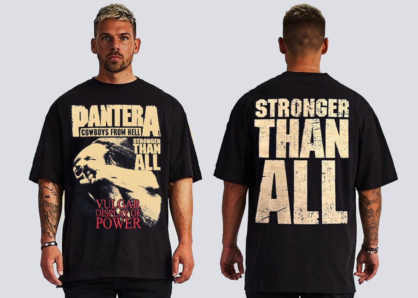 PANTERA STONGER THAN ALL GROOVE METAL BLACK T SHIRT MEN'S FRONT & BACK ...