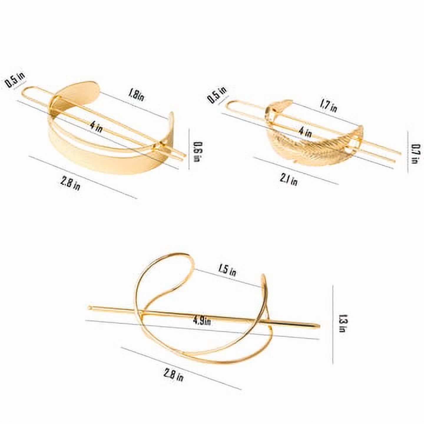 3Pcs Hair Cuff Bun Cage Kit, Feather/Semicircle/X-Shaped, Gold, 3Pcs ...