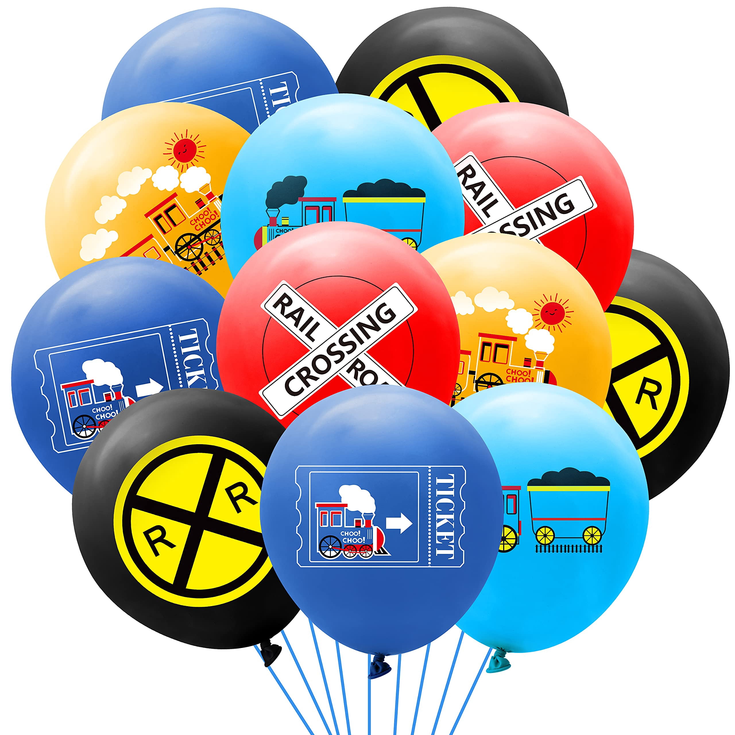 PANTIDE 52 Pcs Railroad SSF20 Crossing Train Balloons Inches Latex ...
