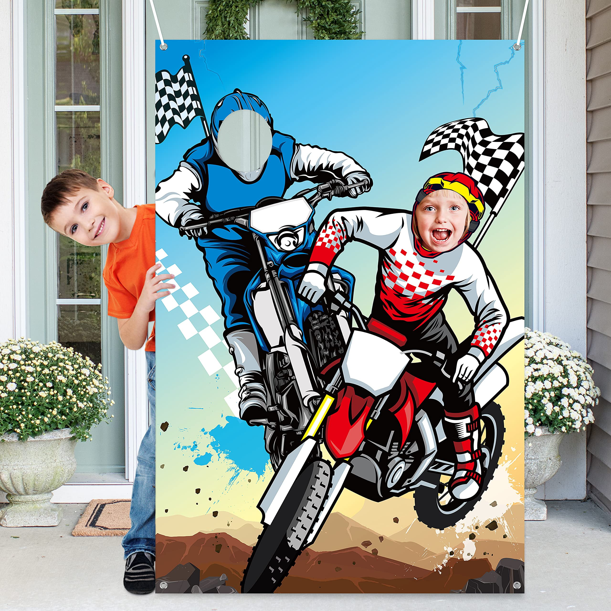 PANTIDE Motocross FEV6 Door Banner Backdrop Props, Large Background Face Photography Banner ...