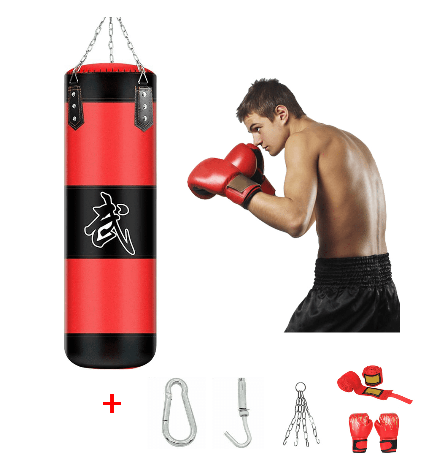 PANuYIN 39" MMA Boxing Heavy Punching Training Bag with Chains +Handbag ...