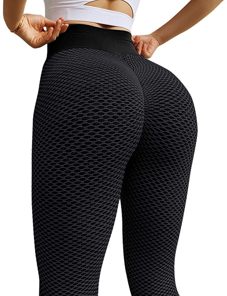 PANuYIN Women's High Waist Textured Butt Lifting Slimming Workout ...