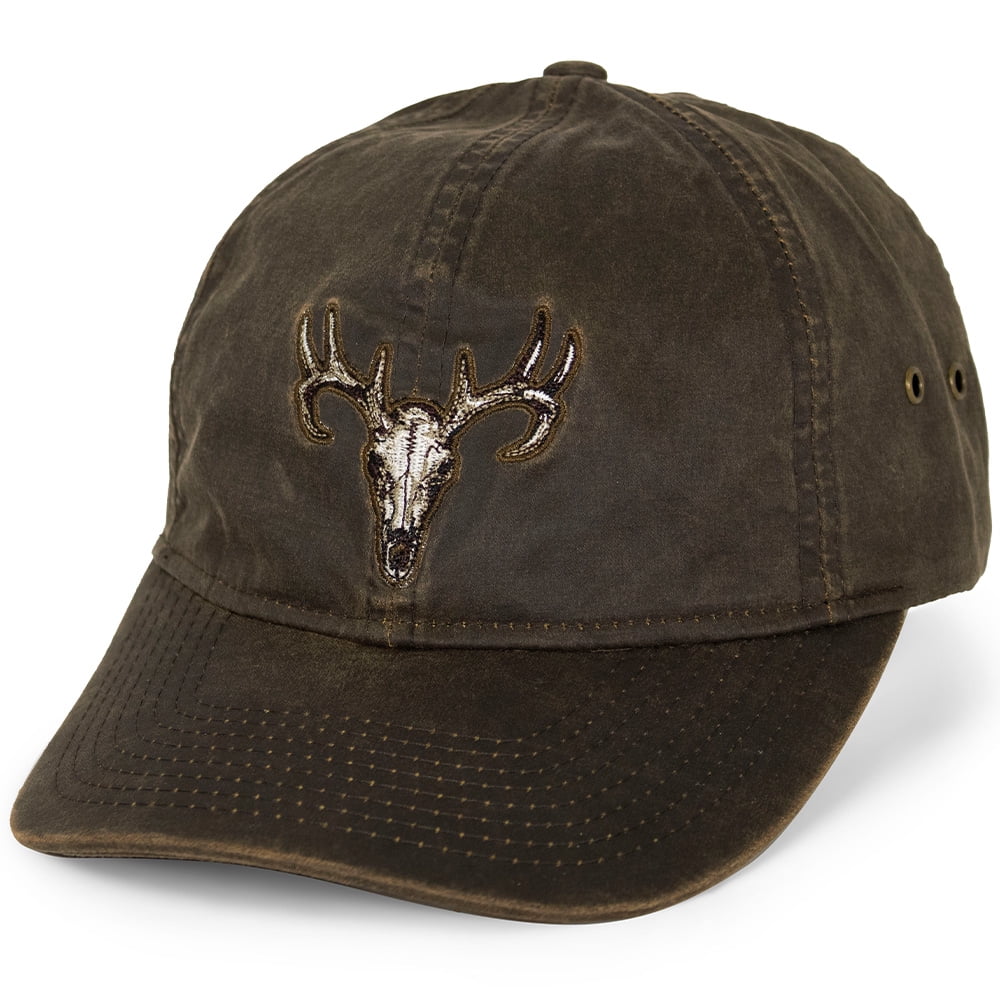 Deer Skull Wax Cloth Cap - Adjustable Comfort Snap Closure - Walmart.com