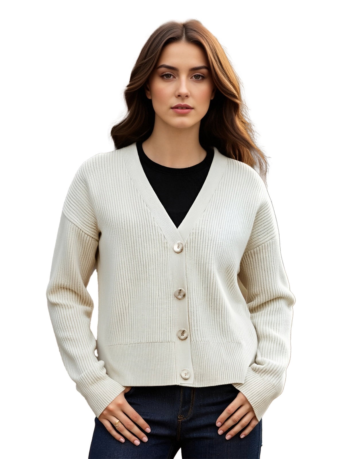 PAOLA RIBONI Comfortable Women's Drop Shoulder Cardigan in Chic Black ...