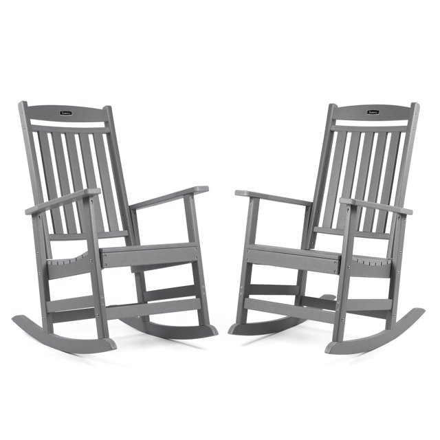 PAOLFOX Outdoor Deck Rockers, High Back Patio Plastic Rocking Chair Set ...