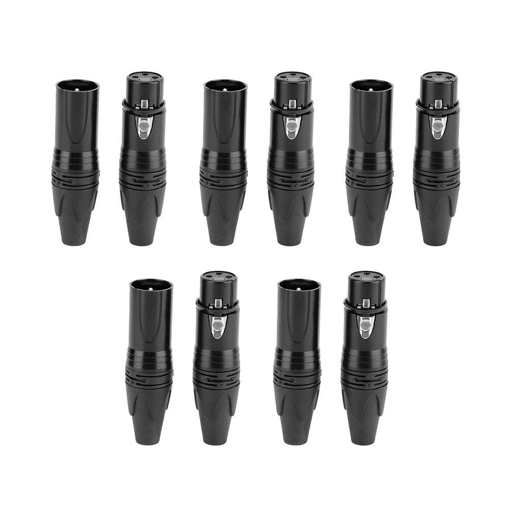 PAOMIAN 5 Pair 3 Pin XLR Plug Audio Socket Cannon Connector Black ...