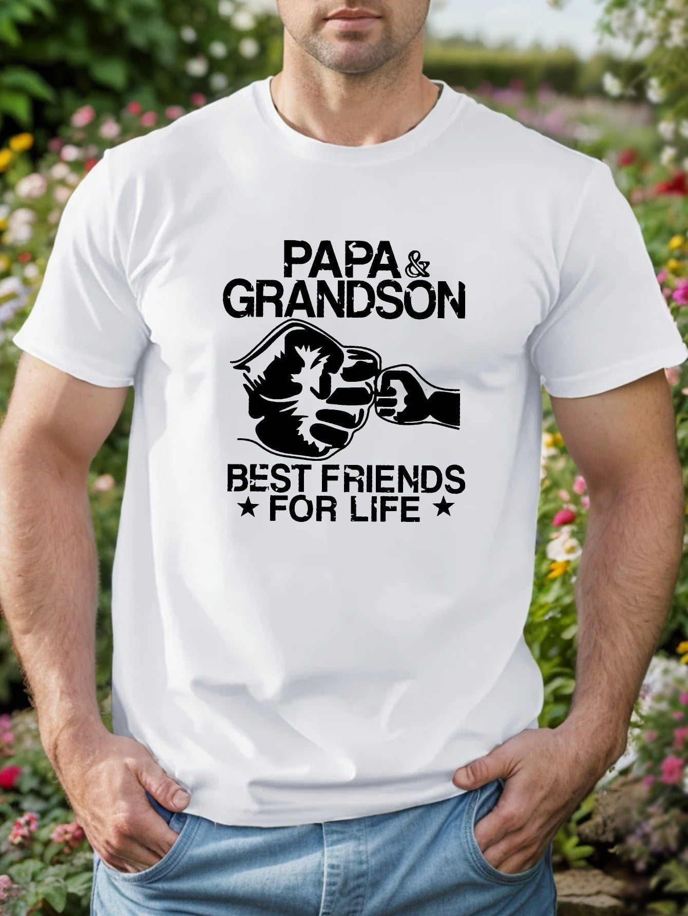 PAPA & GRANDSON Best Friends for Life Graphic Tee - Men's Casual ...