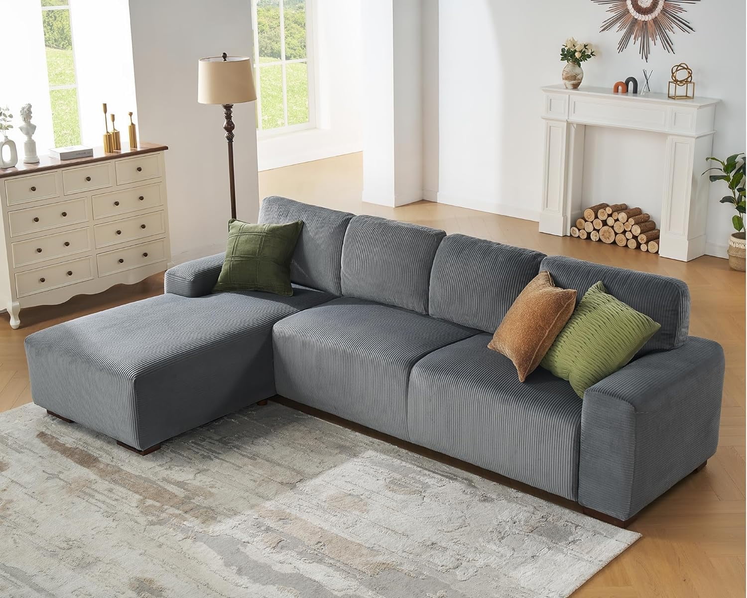 Merluxy 110 inch L Shaped Sofa Couch- Oversized Sofa with Left Chaise ...