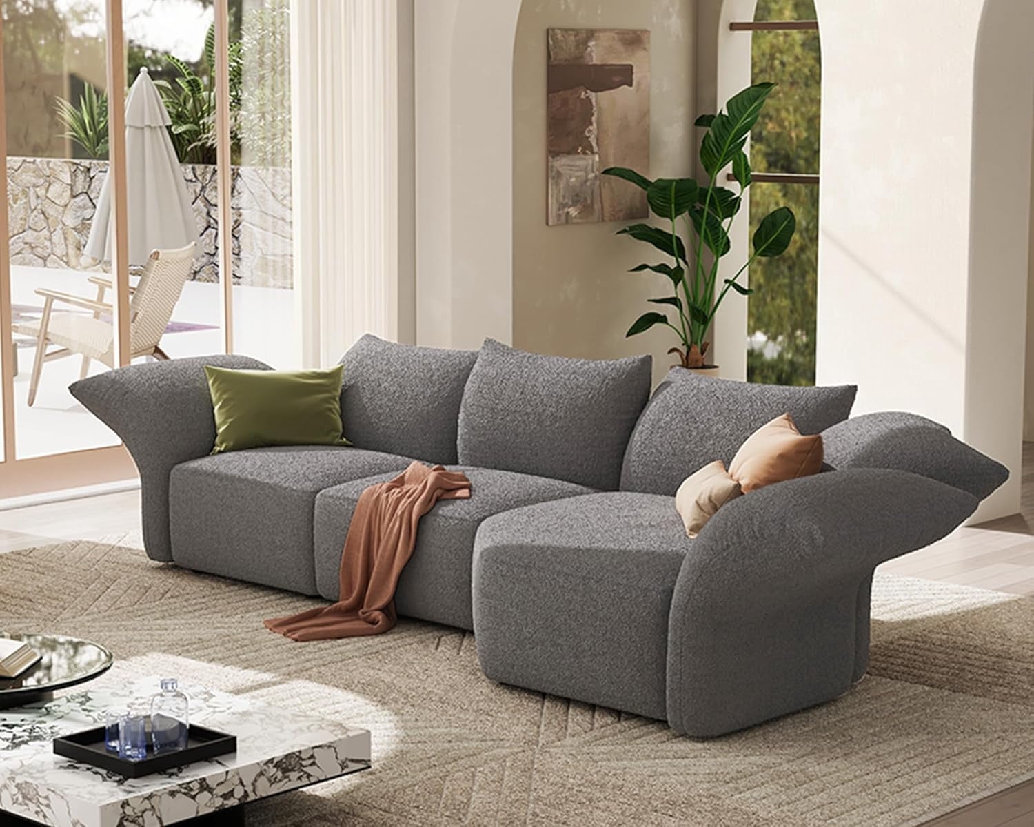 Merluxy 118 Inch Sectional Couch, 3 Seats Modular Sectional Sofa ...