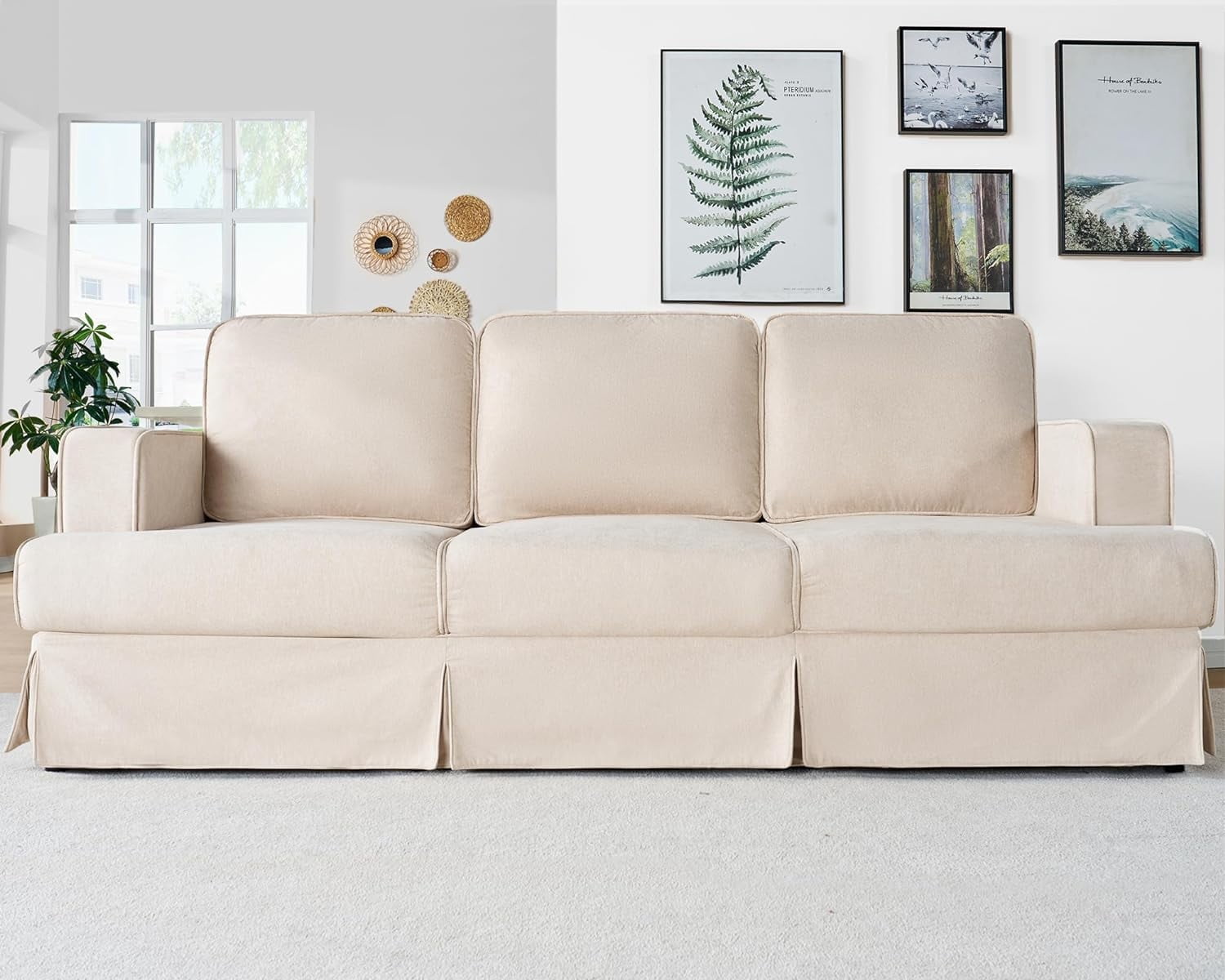 Merluxy Modern Sofa, 89 inch Slipcovered Sofa, 3 Seater Sofa Couch for ...