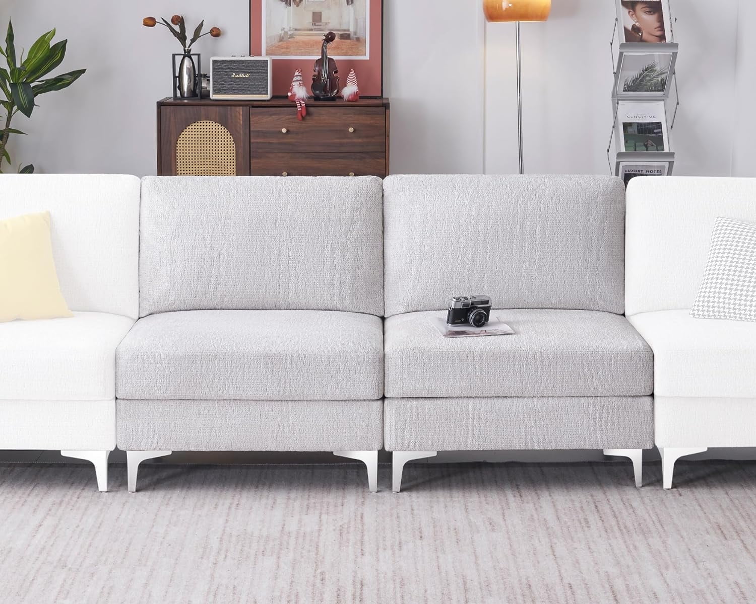 Merluxy Sectional Sofa, Double Middle Seats- Modular Sectional Couches ...