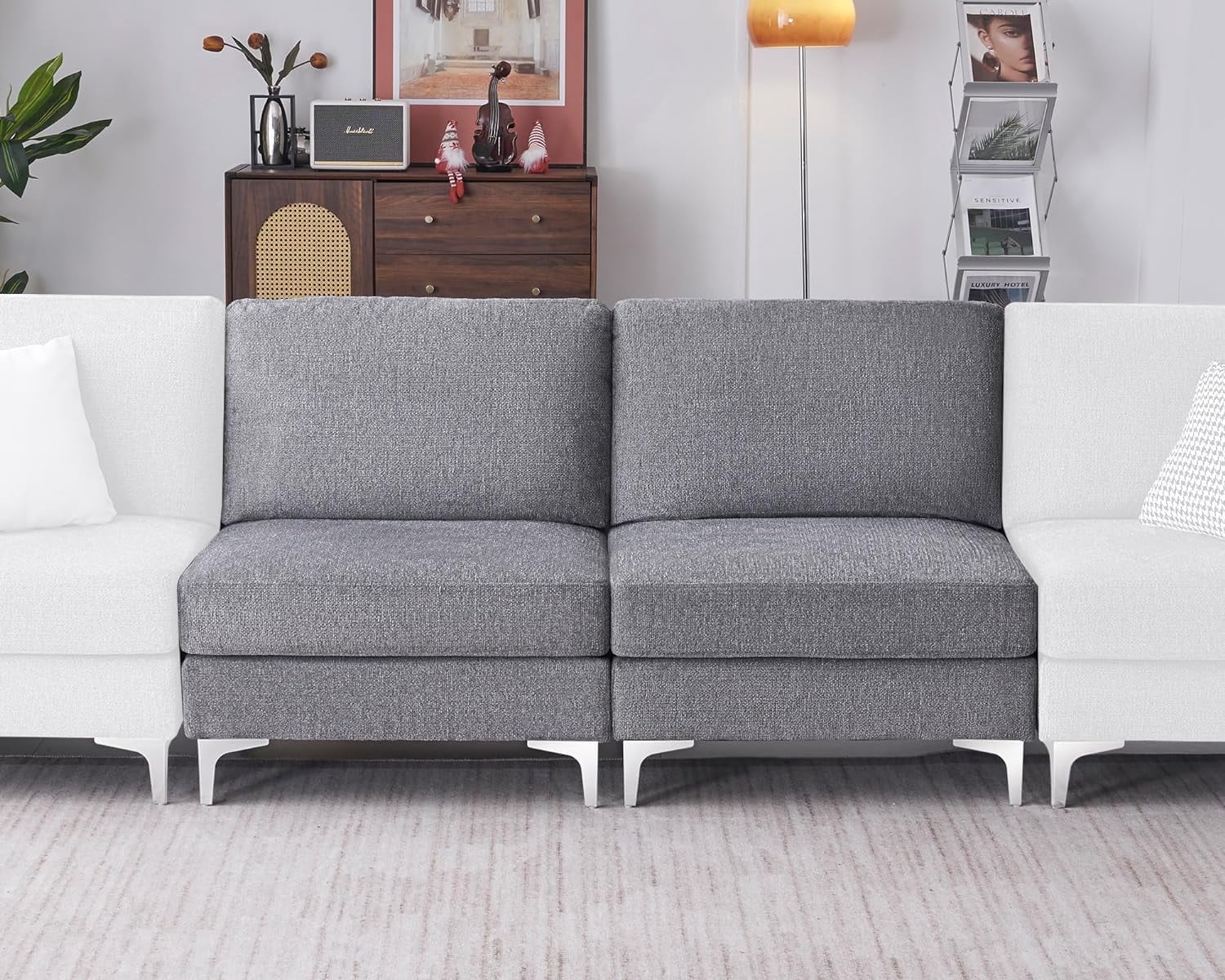 Merluxy Sectional Sofa, Double Middle Seats- Modular Sectional Couches ...