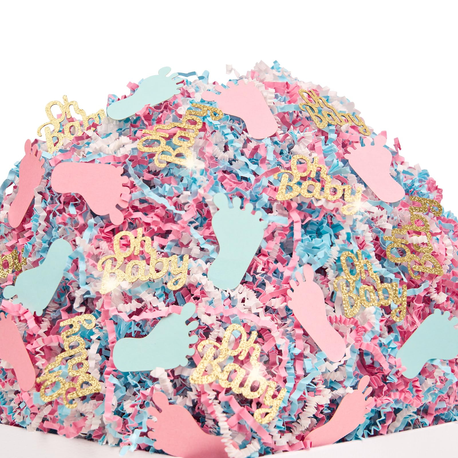 PAPER FAIR 1 LB Baby Shower Crinkle Cut Paper Shred Filler with Oh Baby ...