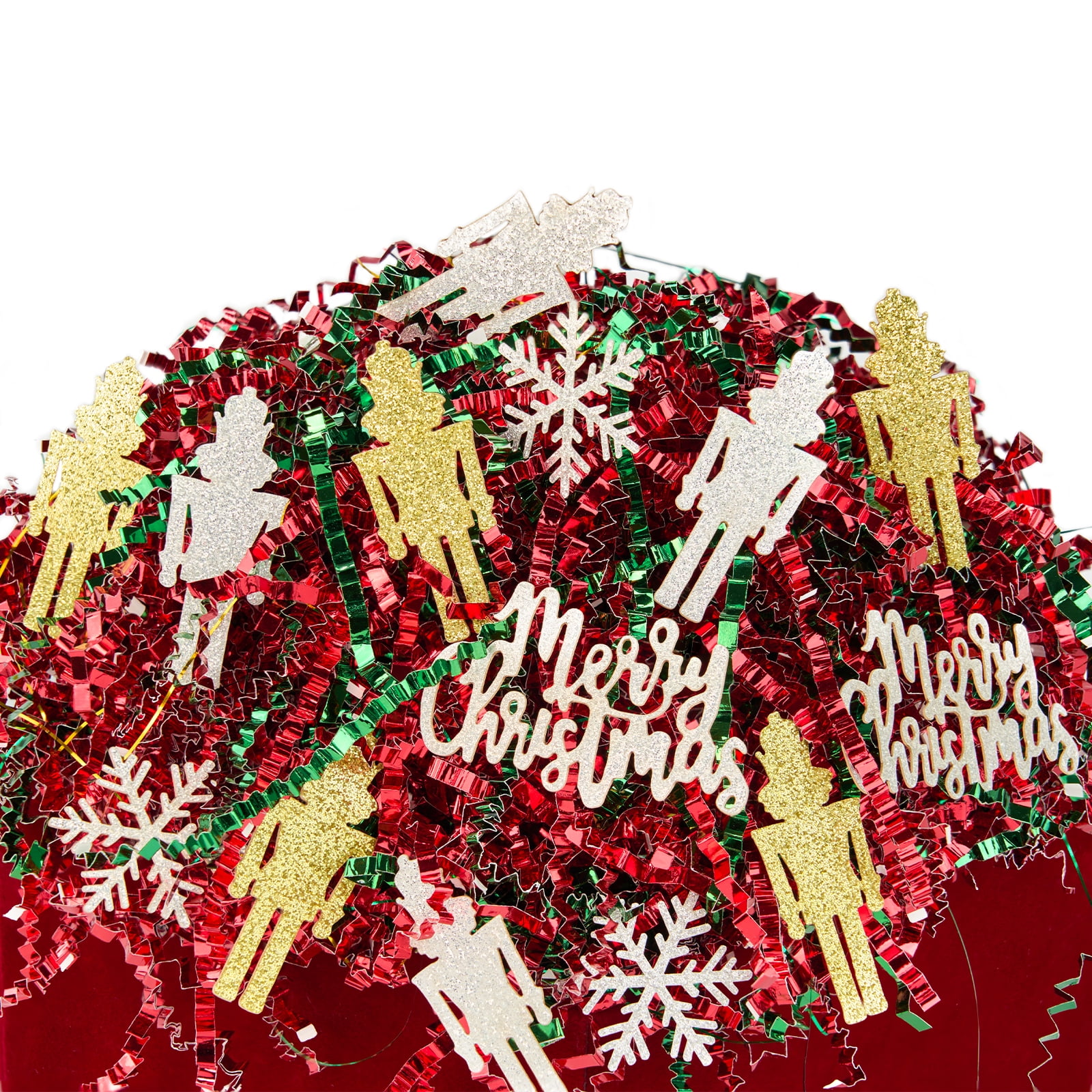 PAPER FAIR 1 LB Christmas Metallic Green Red Crinkle Cut Paper Shred ...