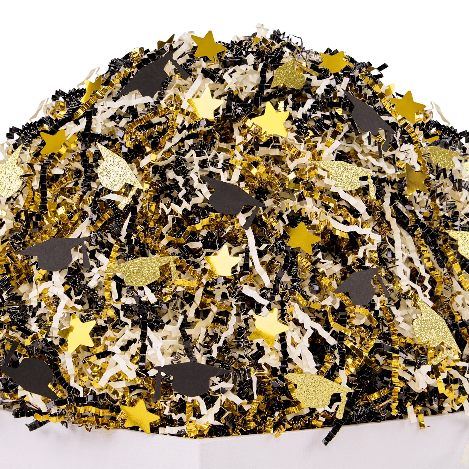 PAPER FAIR 1 LB Graduation Crinkle Cut Paper w/Grad Cap Star Confetti ...