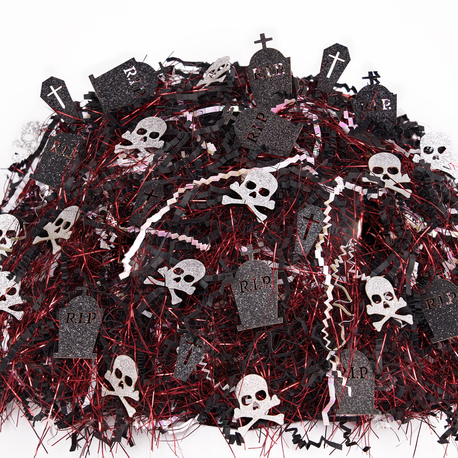 PAPER FAIR 1 LB Halloween Diamond White Black Crinkle Cut Paper Shred ...