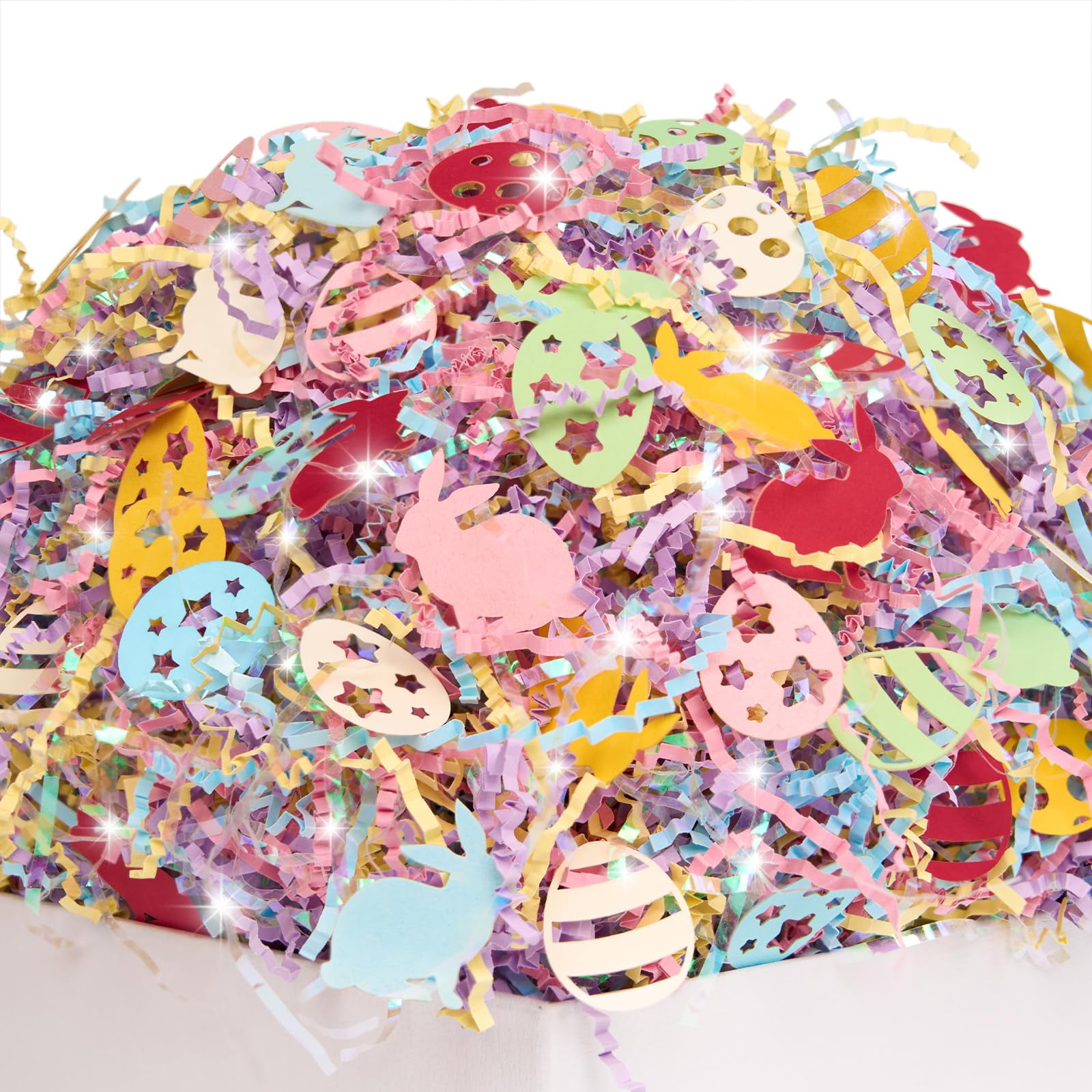 PAPER FAIR 1 LB Iridescent Easter Grass Crinkle Cut Paper w/Bunny Egg ...