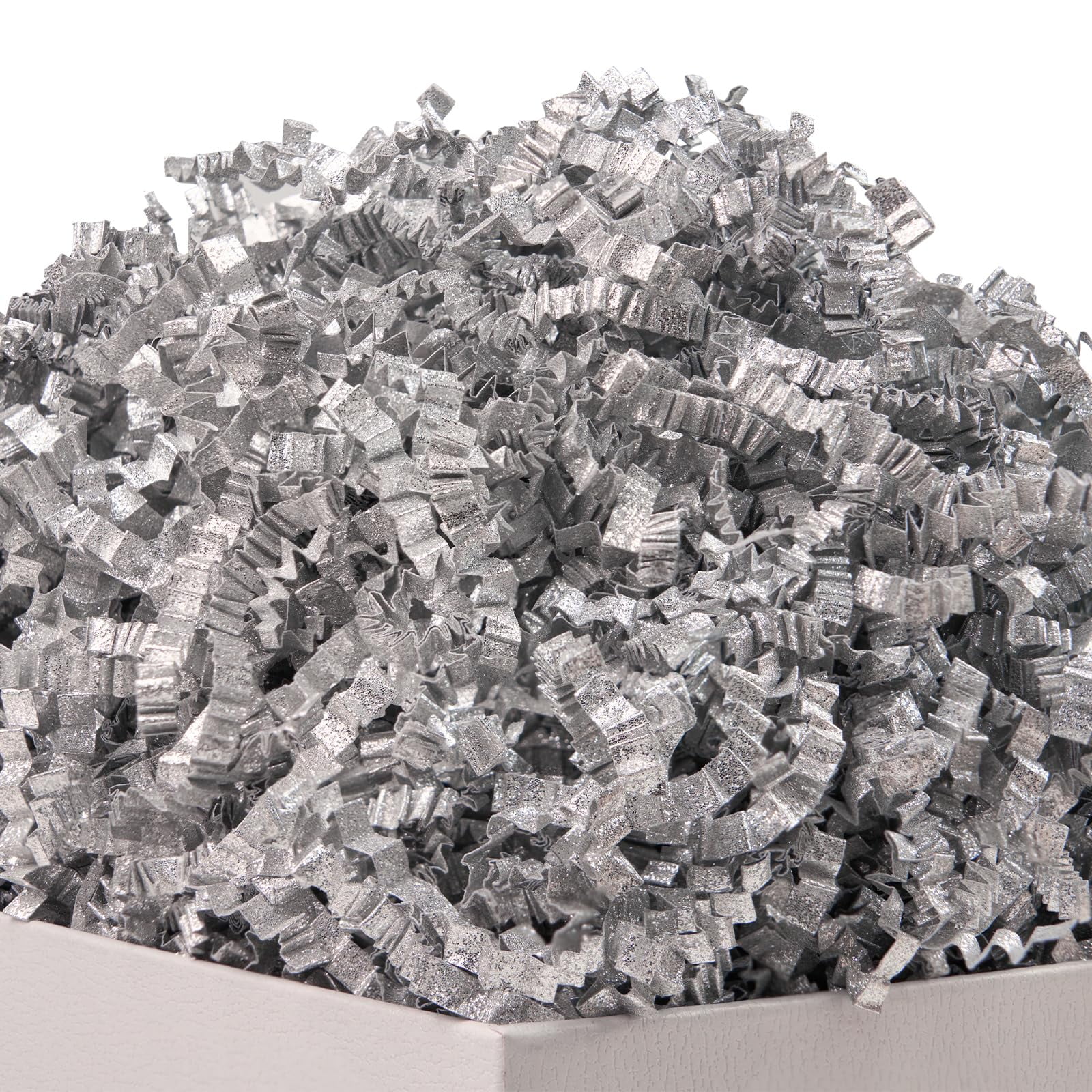 PAPER FAIR 1 LB MMF7 Metallic Silver Glitter Easter Grass Crinkle Cut ...